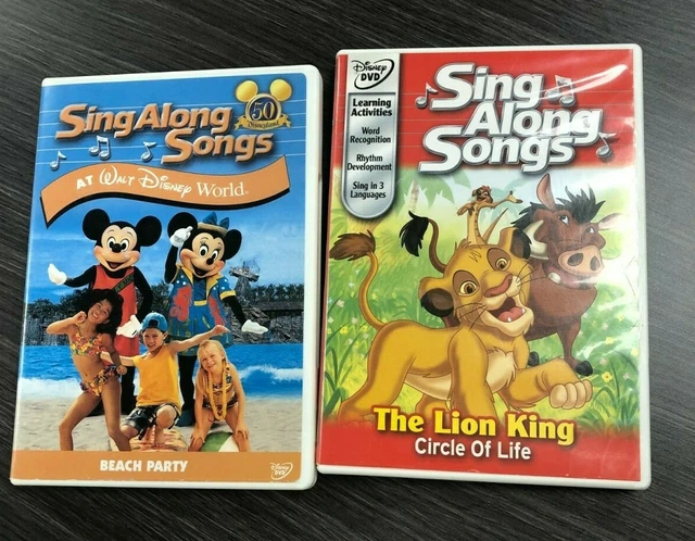 DISNEY DVD LOT Of 2 Sing Along Songs Beach Party The Lion King Circle ...