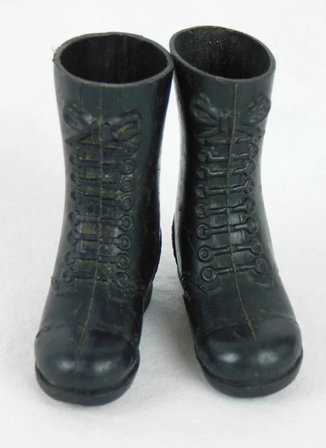 ORIGINAL HASBRO GI Joe ~ TALL BLACK BOOTS ~ 12" Figures Rubber Wide ...