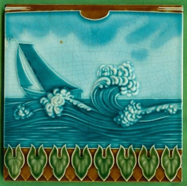 JUGENDSTIL FLIESE KACHEL, Art Nouveau Tile, Tegel, NSTG, Schiff ...