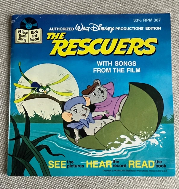 DISNEY'S 'THE RESCUERS' 24 Page Read Along Book and Record. #367 - 1977 ...