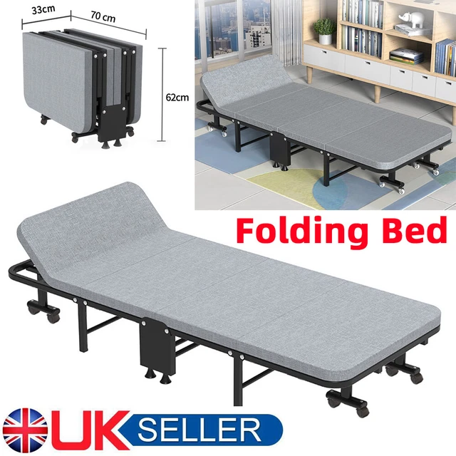 FOLDABLE GUEST BED Adjustable Backrest Single Sleeper Bed w/ Mattress ...