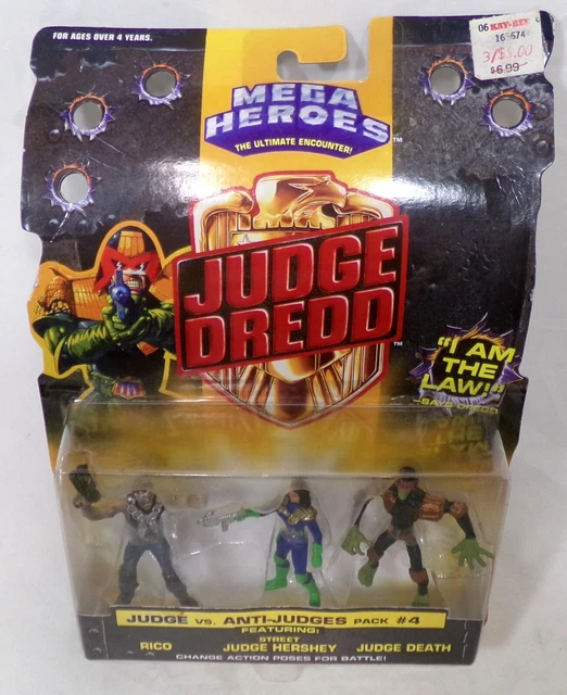 MATTEL VINTAGE 1995 Mega Heroes Judge Dredd Juez Vs Anti-judges Pack #4 ...