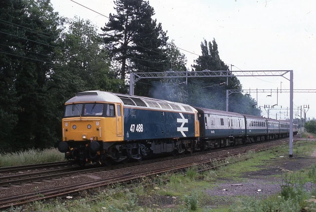 ORIGINAL COLOUR SLIDE, Class 47, 47488 large logo livery, Berkswell £1. ...
