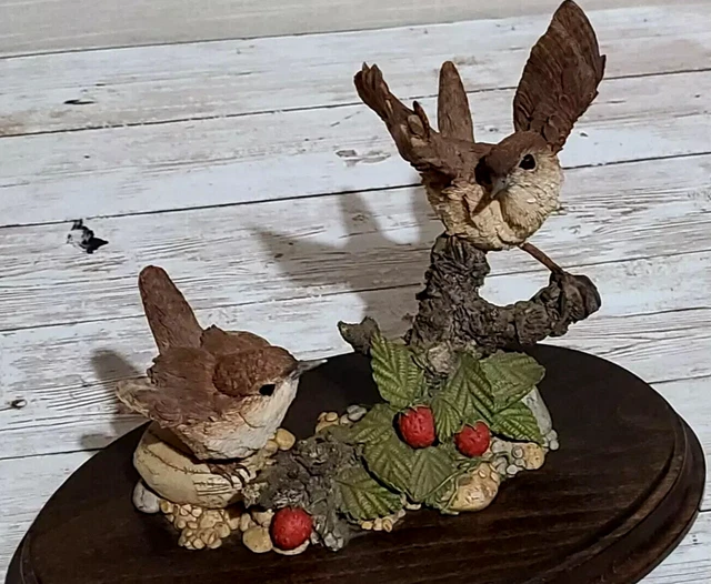 COUNTRY ARTISTS WREN and Young No.CA442 Rare Wrens Figurine on Wooden ...