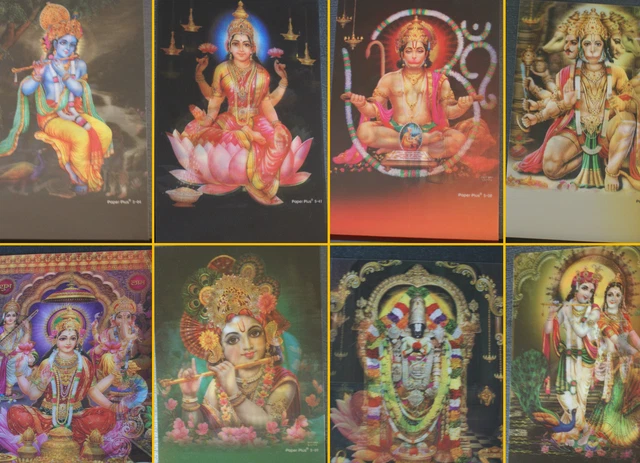 OM AUM MIXED Hindu God 3D Picture Ganesh Lakshmi Krishna Hanuman Yoga ...