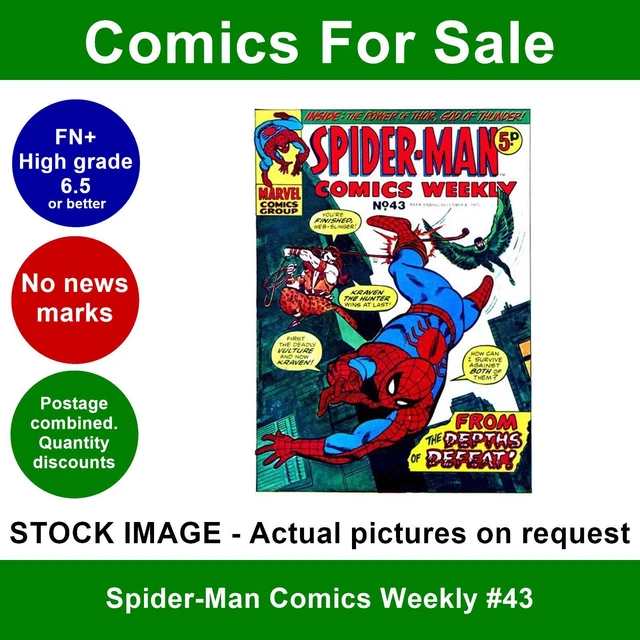 SPIDER-MAN COMICS WEEKLY #43 comic - FN/VFN clean 1973 - Marvel UK EUR ...