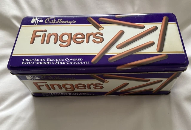 CADBURY CHOCOLATE FINGERS Rectangular Biscuit Tin Vintage 22cm x 10cm x ...