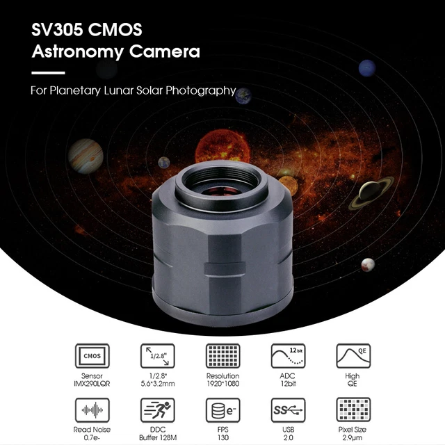 CÁMARA ASTRONÓMICA A color SVBONY SV305 CMOS 1,25" 2 MP ocular planetario USB2.0 EUR 148,44 ...