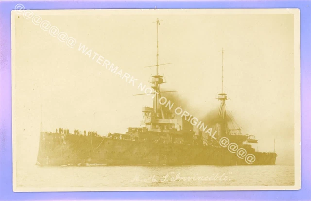WW1 WAR NAVY Ship Hms Invincible Sunk In 1916 Patriotic Rp Real Photo ...