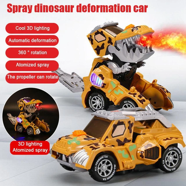 KIDS TRANSFORMING DINOSAUR LED Car T-Rex Toys With Light Sound Boy Toy ...