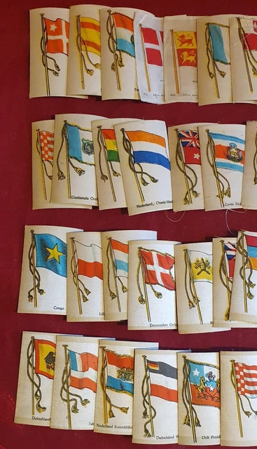 60 DUTCH CIGARETTE Cards, 1920s/30s Flags Of The World. Silk On Card ...
