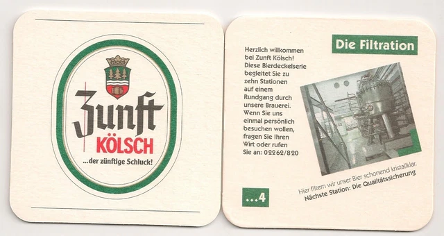 ZUNFT KÖLSCH - Bierdeckel "Stationen der Brauerei: 4 - Die Filtration ...
