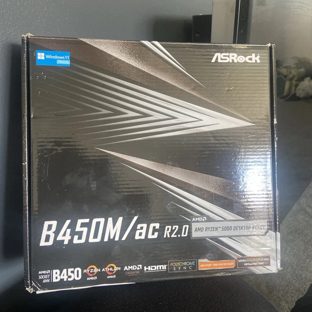 ASROCK B450M/AC R2.0 Motherboard AMD B450, AM4, Micro ATX, 4 DDR4 Box ...