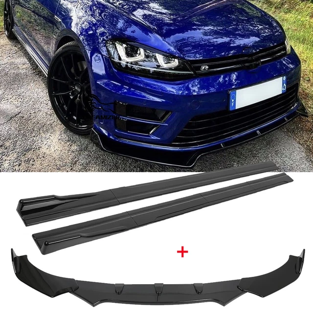 FRONT BUMPER LIP Splitter + Side Skirt Rocker Extension For VW Golf MK6 ...