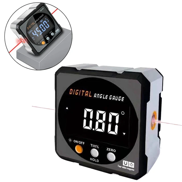 RECHARGEABLE 4*90° DAUL Laser Digital Protractor Angle Level Gauge ...