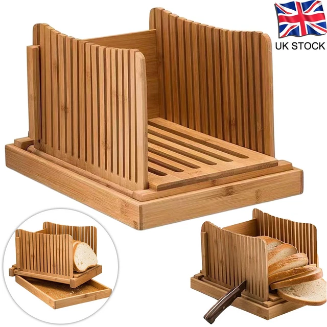 FOLDABLE BAMBOO BREAD Slicer Board Guide Loaf Cutting Size Slicing ...