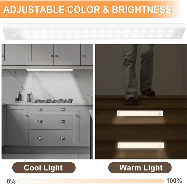 MOTION SENSOR LIGHT Indoor 30cm Under Cabinet Kitchen LED Lights, 72 ...