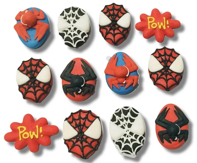 SPIDERMAN ICING CUPCAKE Toppers Decorations Cake Topper Edible Party ...