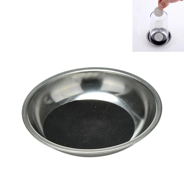 COIN THRU GLASS Close Up New Magic Trick Prop Tray Money Penetrate Di ...