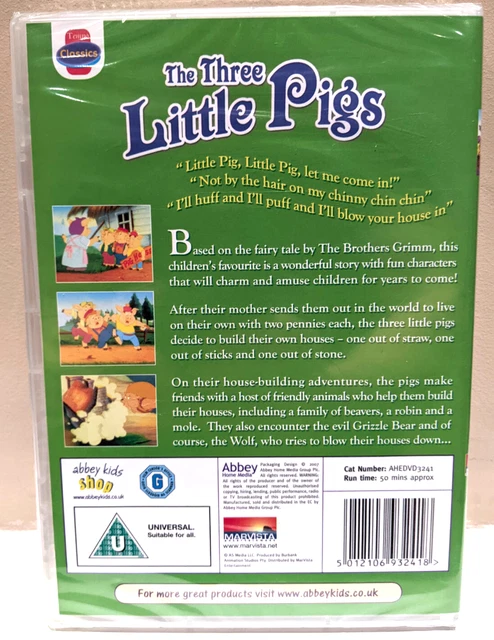 THE THREE LITTLE Pigs DVD 2007 UK Animation Abbey Home Media New Sealed ...