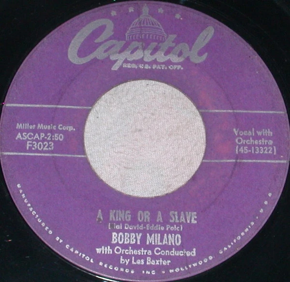 BOBBY MILANO - A King Or A Slave / If You Cared - Used Vinyl Record 7 ...