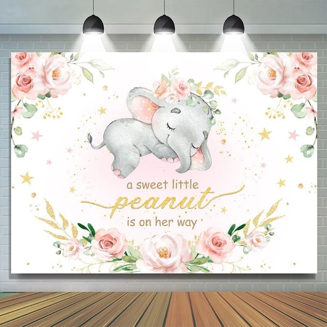 PINK ROSE ELEPHANT Baby Shower Backdrop For Girl $37.84 - PicClick AU