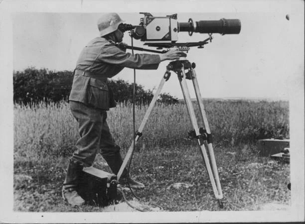 GERMAN NEWSREEL CAMERA documenting action Western Front during Wor Old ...