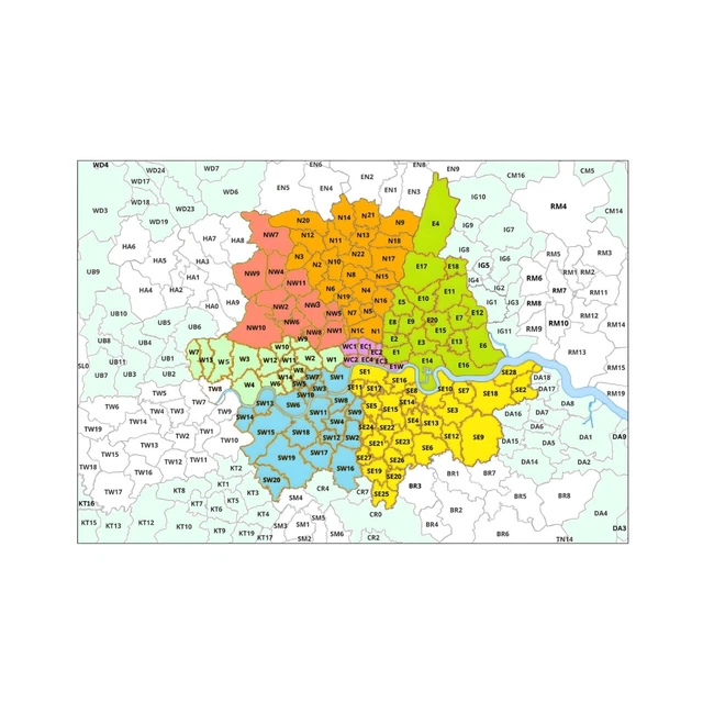 LONDON POSTCODE MAP - Greater London Postal District Area and ...