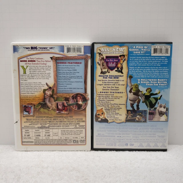 SHREK (DVD, 2003) and Shrek 2 (DVD, 2004) full screen, children's ...
