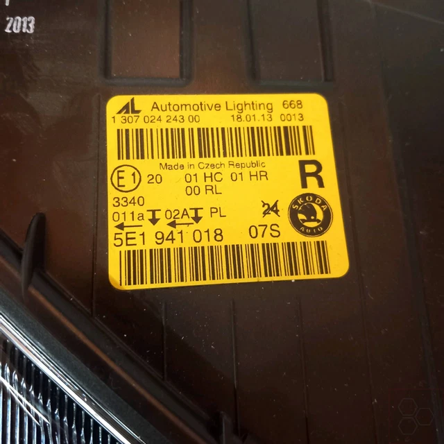 PROIETTORE DX. PER SKODA OCTAVIA (5E) 1.4 TSI Ber 2013-2017 70ecdf ...