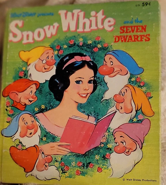 DISNEY'S SNOW WHITE and Seven Dwarfs 1957 Whitman Tell A Tale Book Mid ...