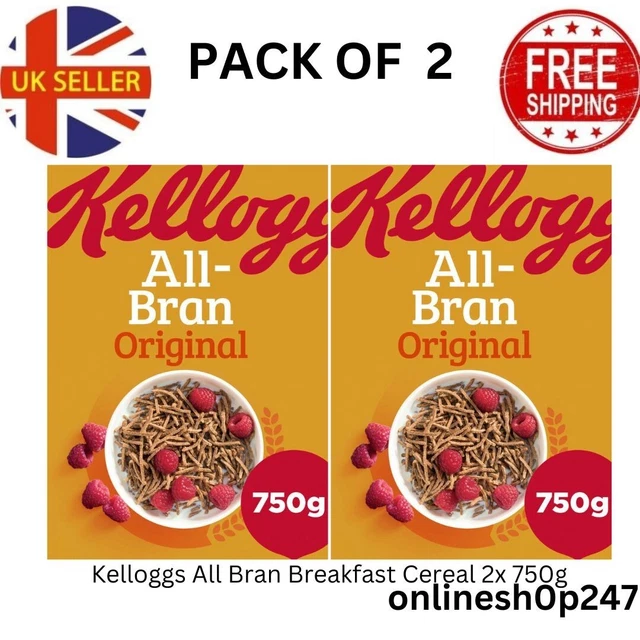 2 X KELLOGGS All Bran Original Breakfast Cereal 750G £12.49 - PicClick UK