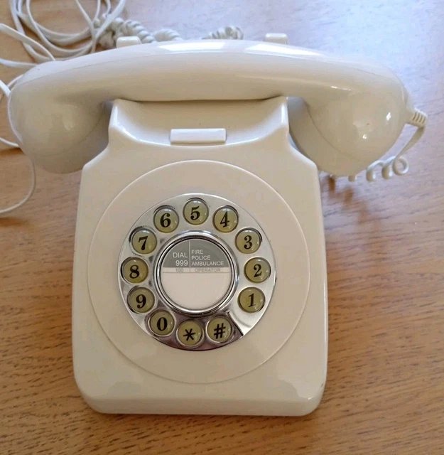 PUSH BUTTON TELEPHONE Retro Phone Corded Home Landline Vintage Style £ ...