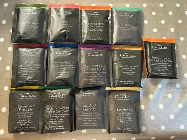 13 HOTEL CHOCOLAT Velvetiser sachets inc limited editions inc Xmas 2024 ...