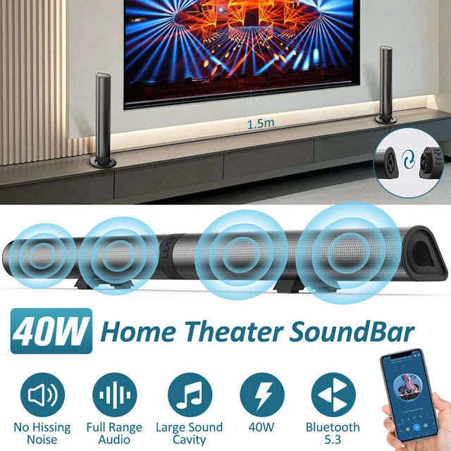 DETACHABLE WIRELESS TV Sound Bar Home Theater Bluetooth Speaker Stereo ...