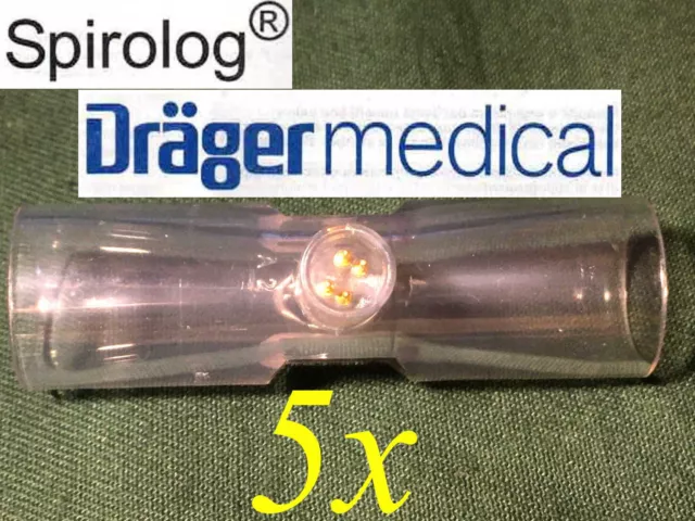 5X FLOWSENSOR DRÄGER SPIROLOG Flow Sensor Narkosegerät Anaesthetic ...