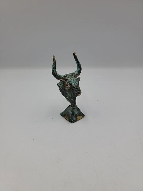MINOTAUR ANCIENT GREEK Mythology Head Bull Statue Bronze Figurine 3.5 ...