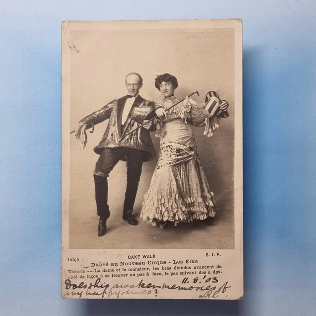 EDWARDIAN DANCE HISTORY Postcard 1903 Real Photo The Cake Walk Circus ...