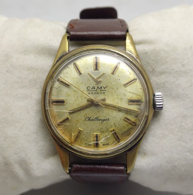 VINTAGE CAMY GENEVA Challenger Swiss Made Manual Movement 17J Men Wrist ...