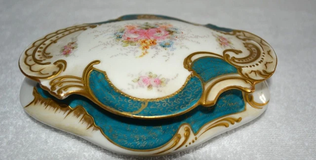 BONBONIÈRE 19ÉME PORCELAINE de Limoges signée à motifs floraux style ...