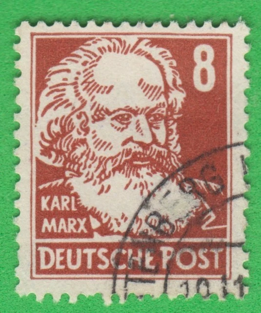 BRIEFMARKE 1952 DDR Deutsche Post Karl Marx 8 Pfennig braun gestempelt ...
