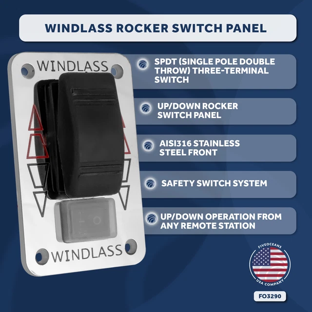 BOAT ANCHOR WINDLASS Rocker Switch, Controlling Up/Down Function, 12V ...