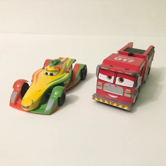 DISNEY PIXAR CARS Fire Rescue Engine Truck and Grand Prix Rip ...