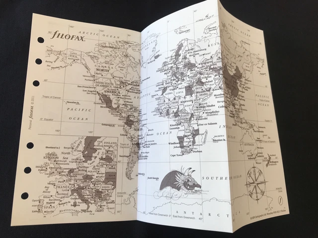 FILOFAX-WORLD MAP RARE EDITION -1 Sheet-Folds to 3 Sides Double Sided ...