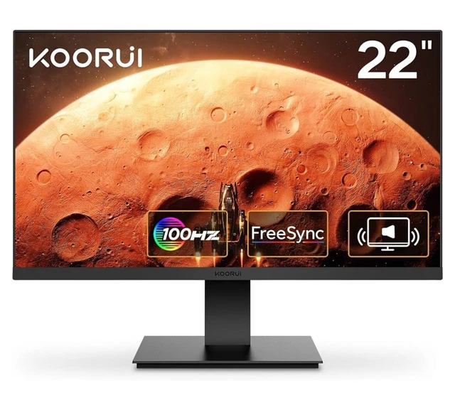 KOORUI 22-INCH FULL HD Gaming Monitor 100Hz, 2 Speakers + HDMI Cable ...