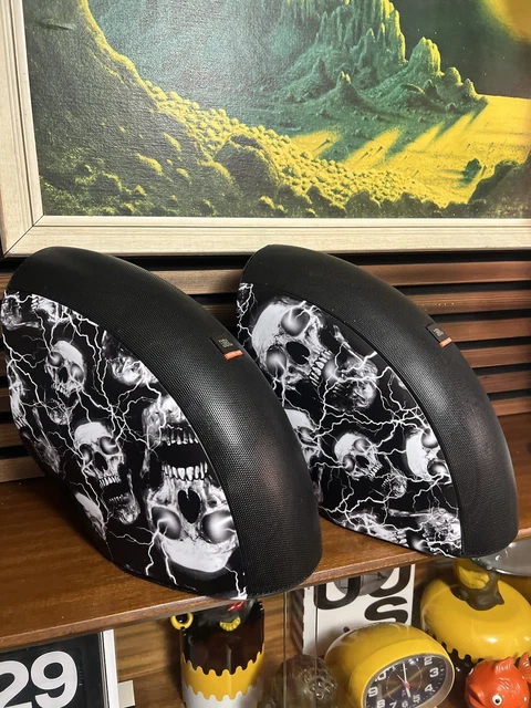 JBL RARE LTD Ed Black Skull CONTROL NOW AW Shelf SPEAKERS Pair Gothic ...