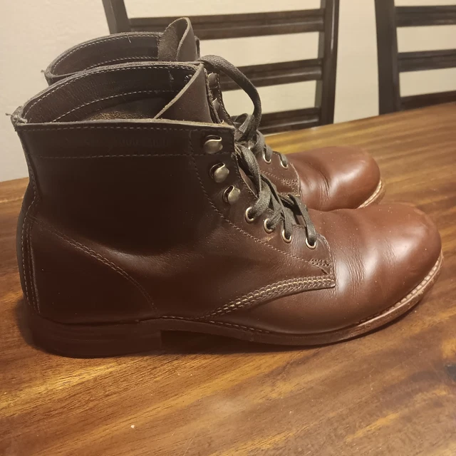 WOLVERINE 1000 MILE Mens Plain Toe Brown Leather Lace Up Boots Size 10D ...