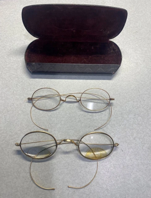 ANTIQUE 14K SOLID Gold Frame Wire Rim Collectible Spectacles Eyeglasses ...