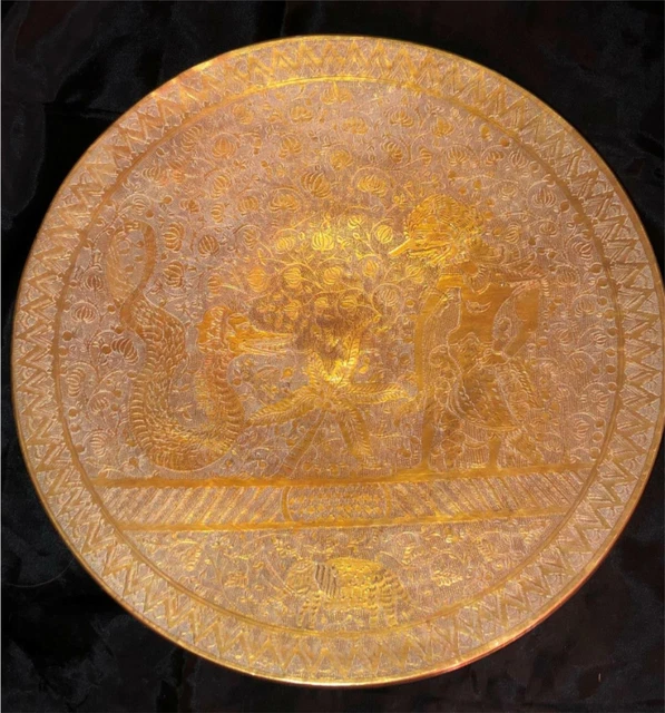 GOLD DRAGON ENGRAVED Wayang Golek Shadow Bali Java Puppet Brass Plate ...