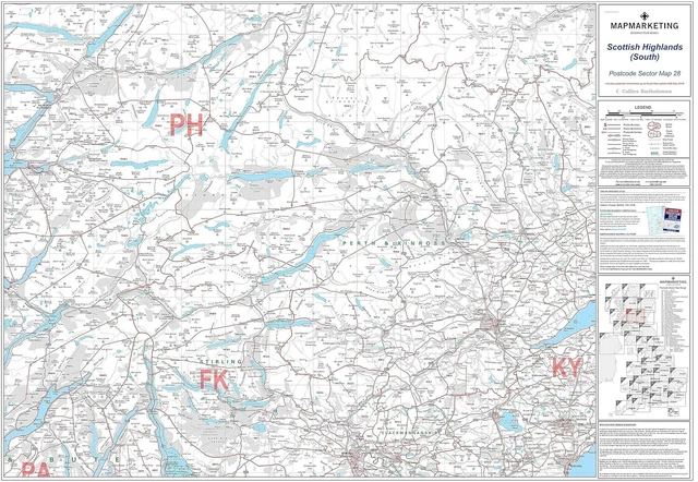 POSTCODE SECTOR WALL Map 28 Scottish Highlands - Motorway A & B Road ...